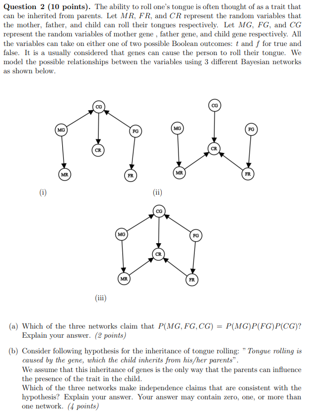Solved Question 2 (10 points). The ability to roll one's | Chegg.com