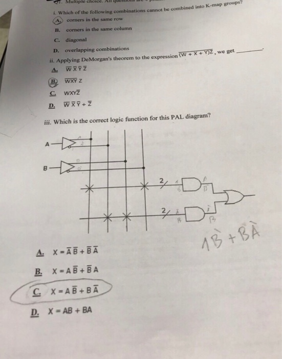 Solved i. Which of the following combinations cannot be | Chegg.com