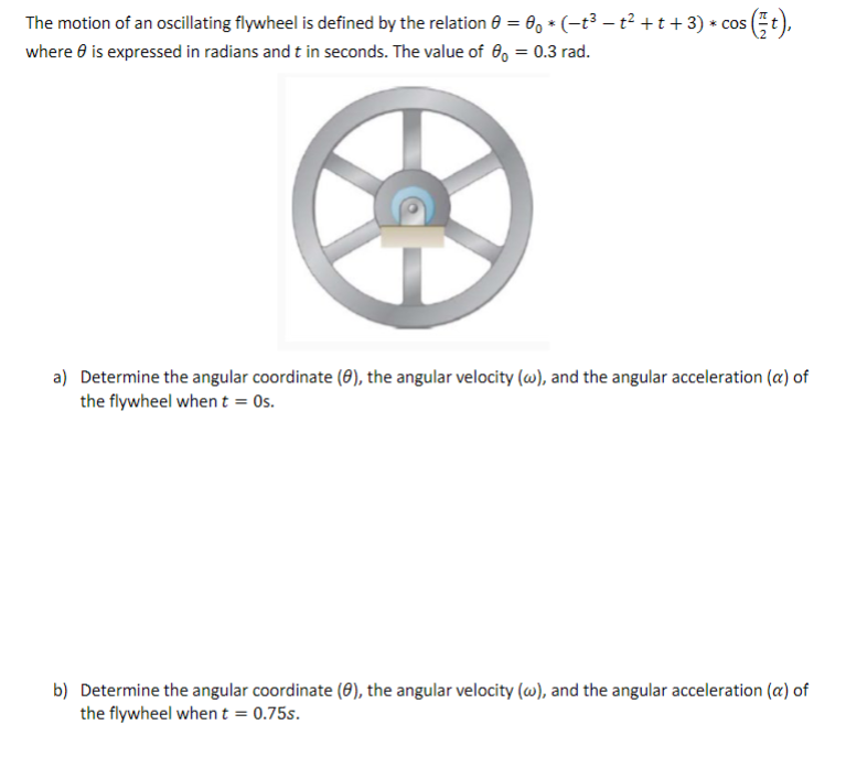Solved The motion of an oscillating flywheel is defined by | Chegg.com