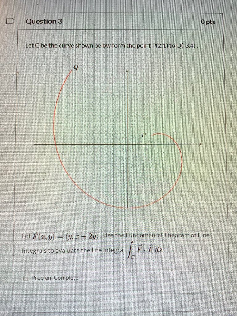 Solved D Question 3 O pts Let C be the curve shown below | Chegg.com