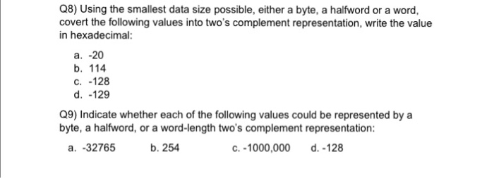 Solved Using The Smallest Data Size Possible Either A Byte