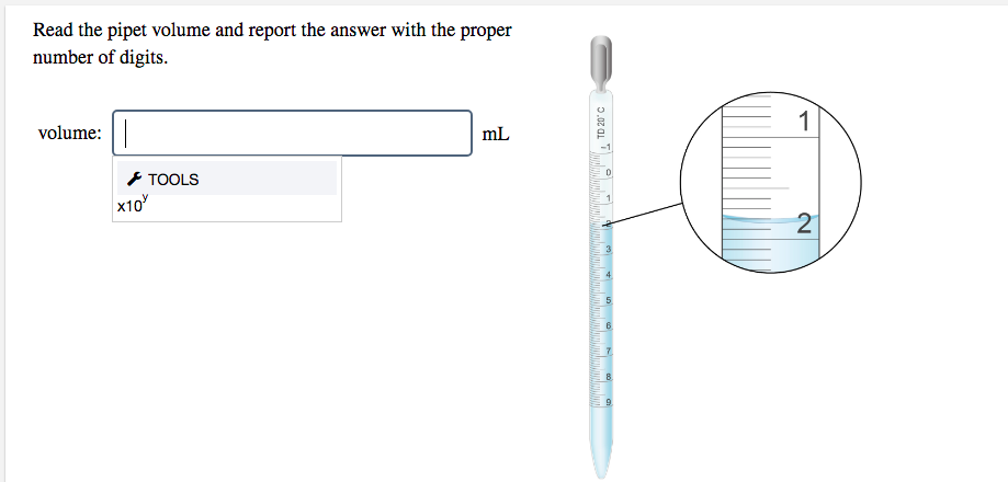 Solved Read the pipet volume and report the answer with the | Chegg.com