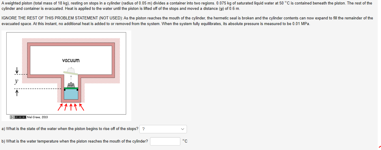 Solved A weighted piston (total mass of 18 kg), resting on | Chegg.com