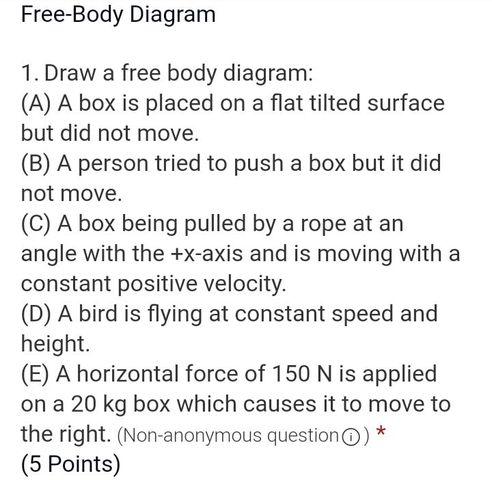 Solved Free-Body Diagram 1. Draw a free body diagram: (A) A | Chegg.com
