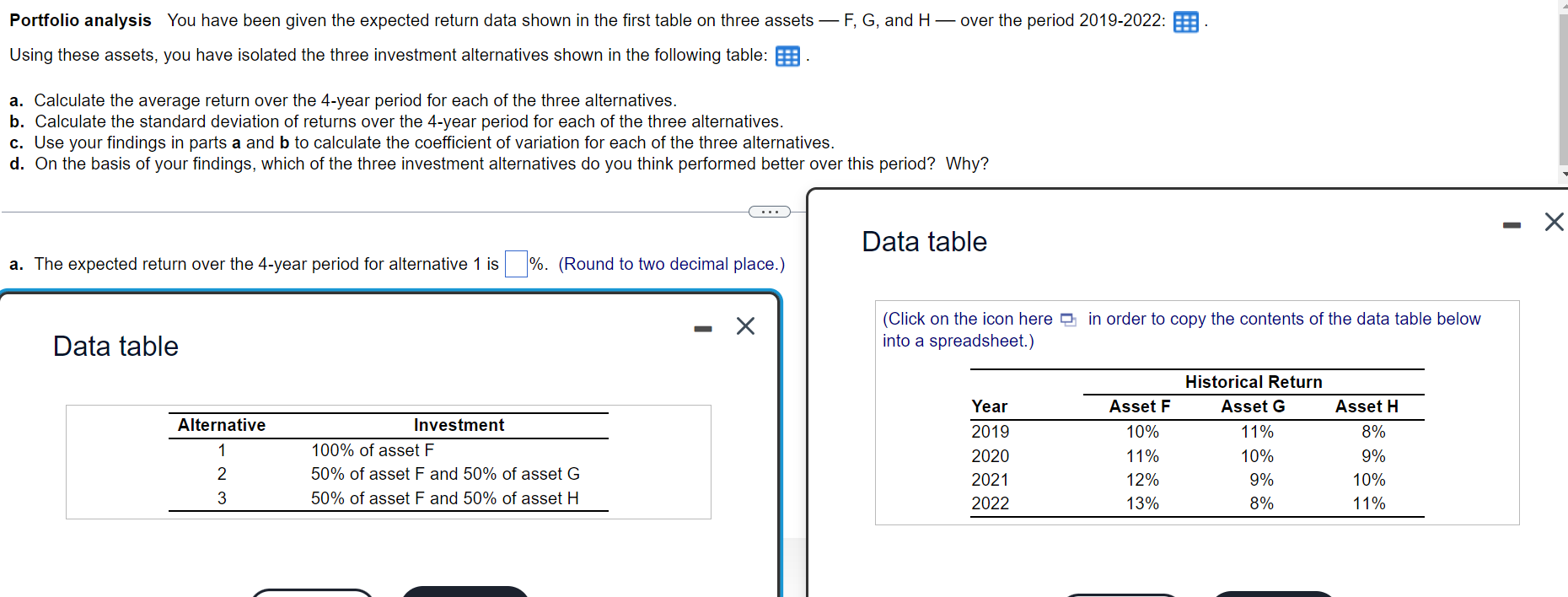 Solved - Portfolio analysis You have been given the expected | Chegg.com