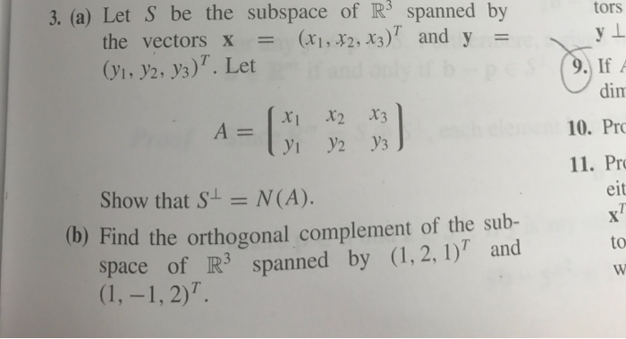 Solved Let S be the subspace of R^3 spanned by the vectors x | Chegg.com