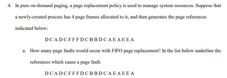 Solved 4. In pure on-demand paging, a page replacement | Chegg.com