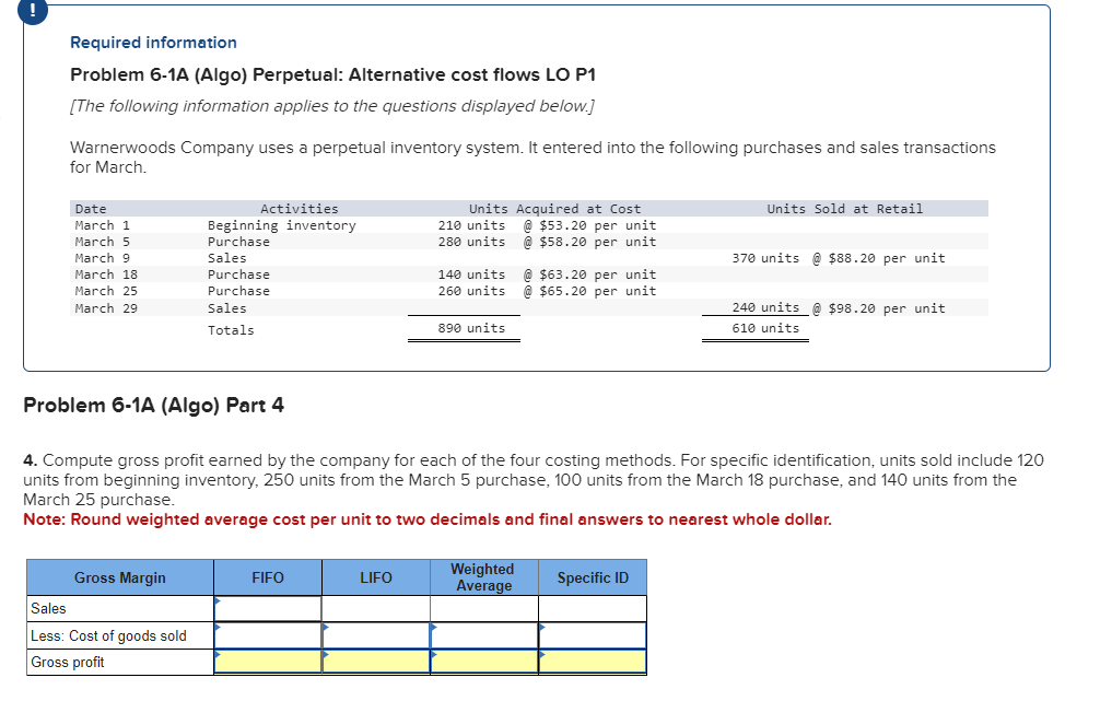 Solved Problem 6-1A (Algo) Perpetual: Alternative cost flows | Chegg.com