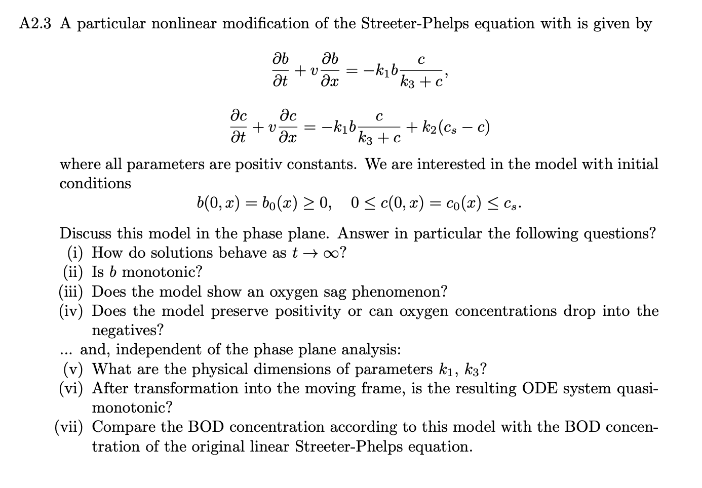 Solved A2.3 A particular nonlinear modification of the | Chegg.com