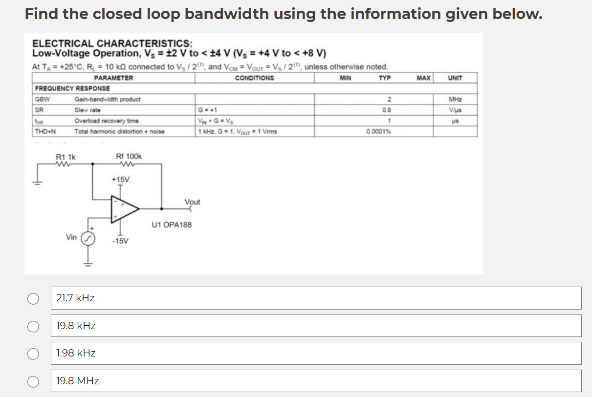 Solved Find the closed loop bandwidth using the information | Chegg.com