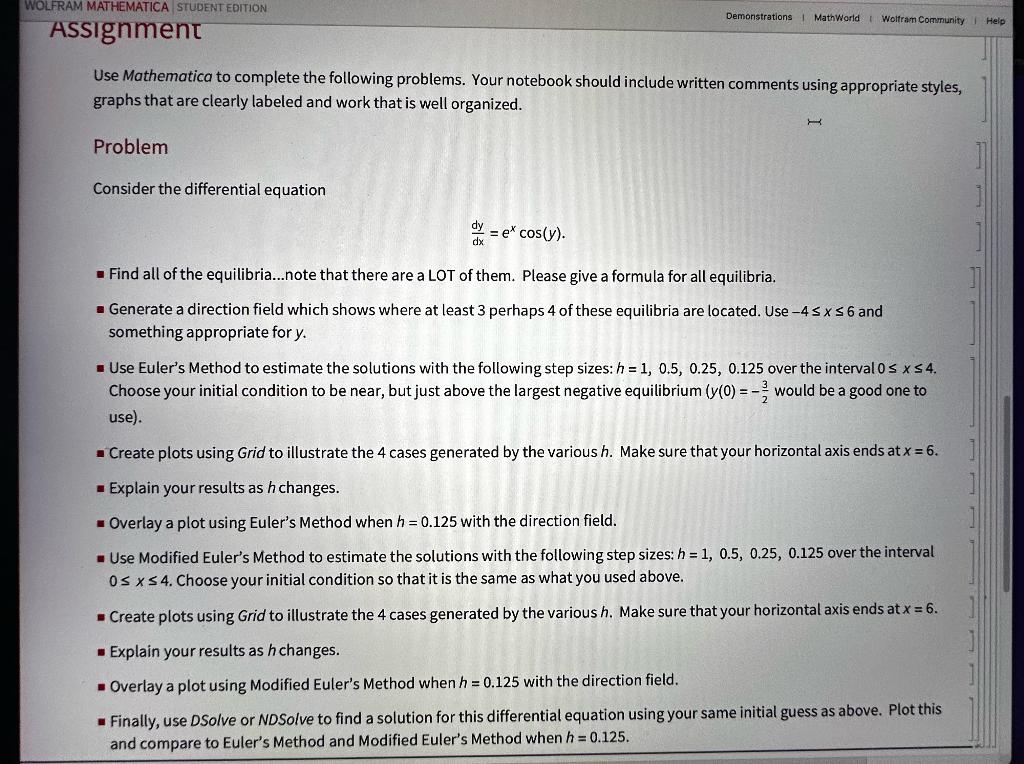 Use Mathematica to complete the following problems. | Chegg.com