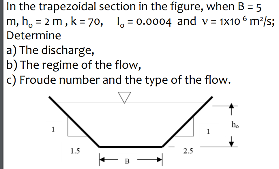 Solved In the trapezoidal section in the figure, when B=5 | Chegg.com