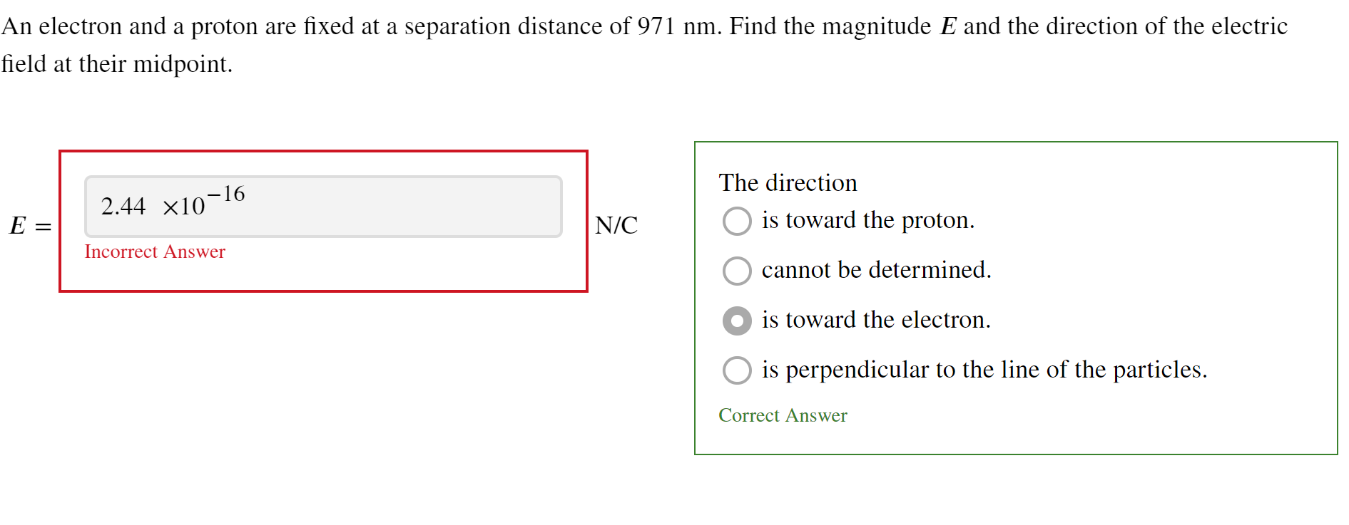 Solved An electron and a proton are fixed at a separation | Chegg.com