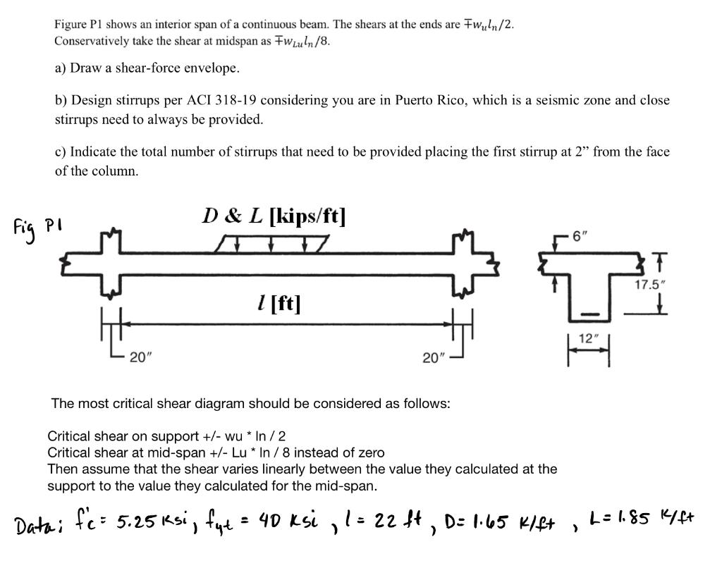 Figure P1 shows an interior span of a continuous | Chegg.com