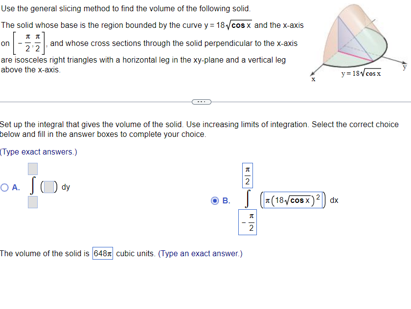 Solved Use the general slicing method to find the volume of | Chegg.com