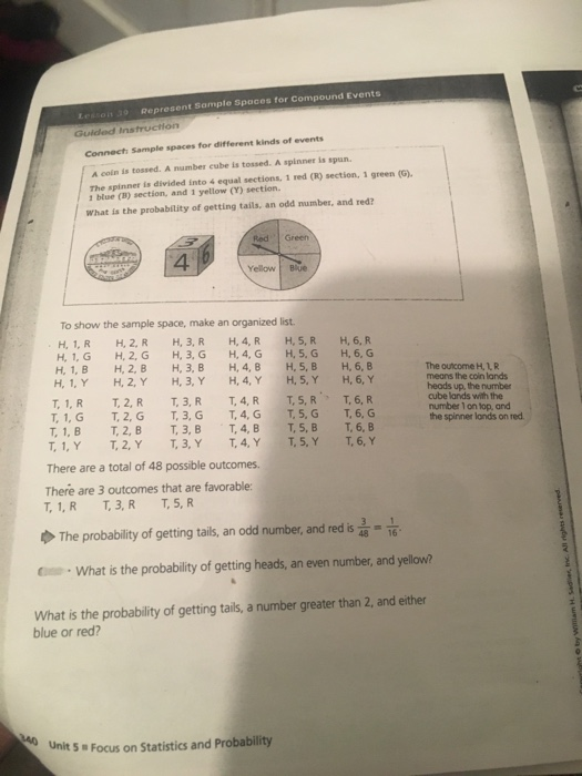 Solved Lesson Represent Sample Spaces for Compound Events | Chegg.com
