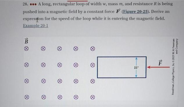 Solved 28. • A long, rectangular loop of width w, mass m, | Chegg.com
