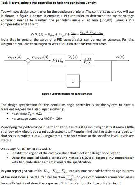 Task 4: Developing a PID controller to ﻿hold the | Chegg.com