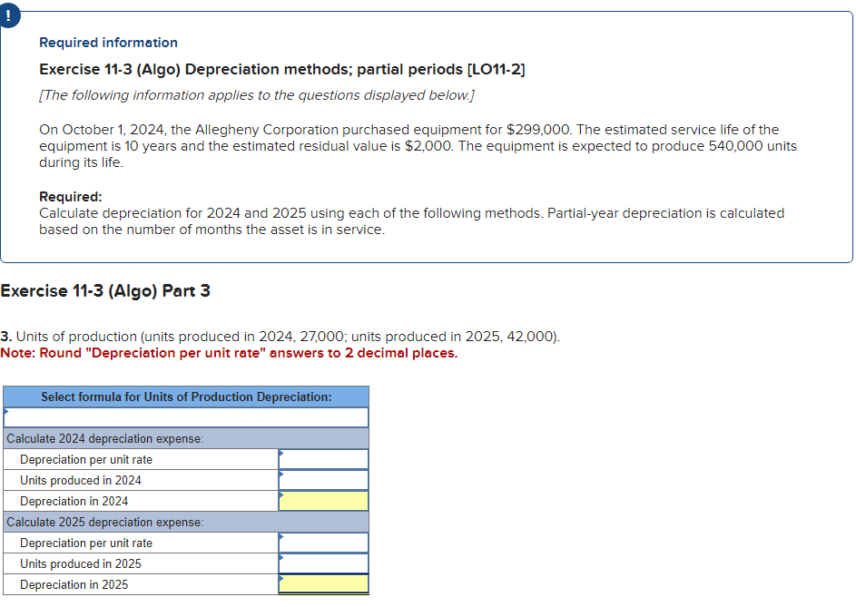 Solved Required information Exercise 11-3 (Algo) | Chegg.com