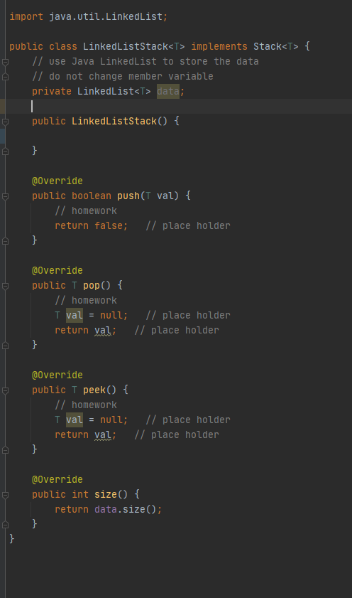 Implement the ArrayStack where a LinkedList is used | Chegg.com