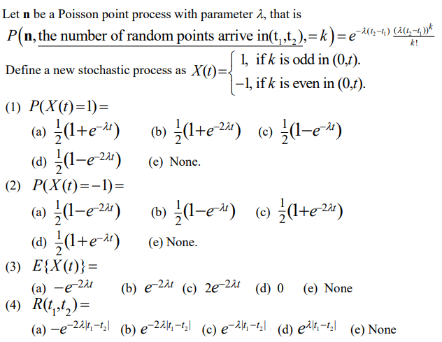 Solved Let n be a Poisson point process with parameter λ, | Chegg.com