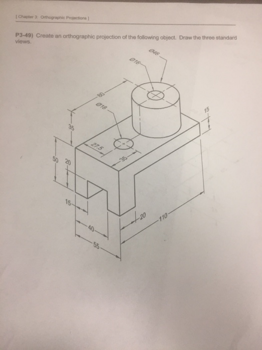 Solved I Chapter 3 Orthographic Projections 1 P3-49) Create | Chegg.com