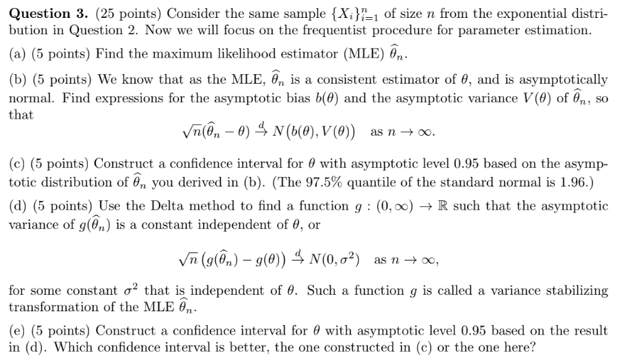 Question 3. (25 points) Consider the same sample | Chegg.com
