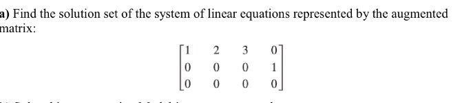 Solved a) Find the solution set of the system of linear | Chegg.com