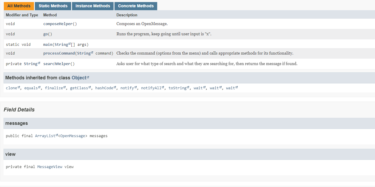 Solved Class MessageApp Object MessageApp public class | Chegg.com