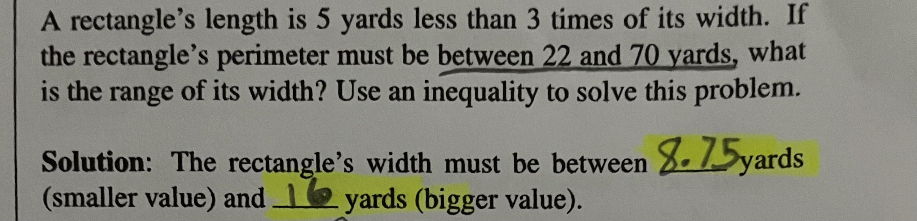Solved A rectangle's length is 5 ﻿yards less than 3 ﻿times | Chegg.com