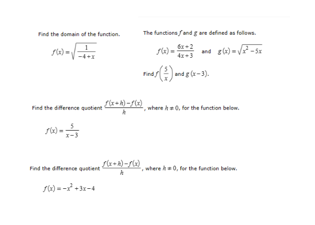 Solved Find the domain of the function.f(x)=1-4+x2The | Chegg.com