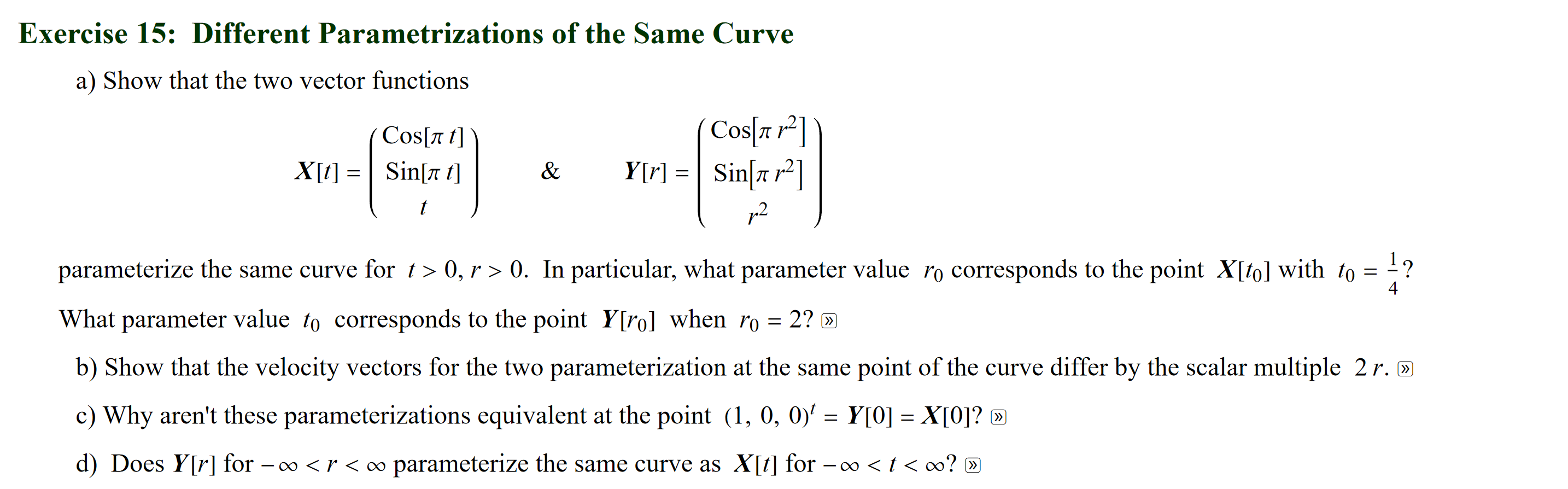 Solved Exercise 15 Different Parametrizations Of The Same