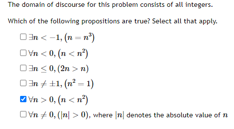 Solved The domain of discourse for this problem consists of | Chegg.com