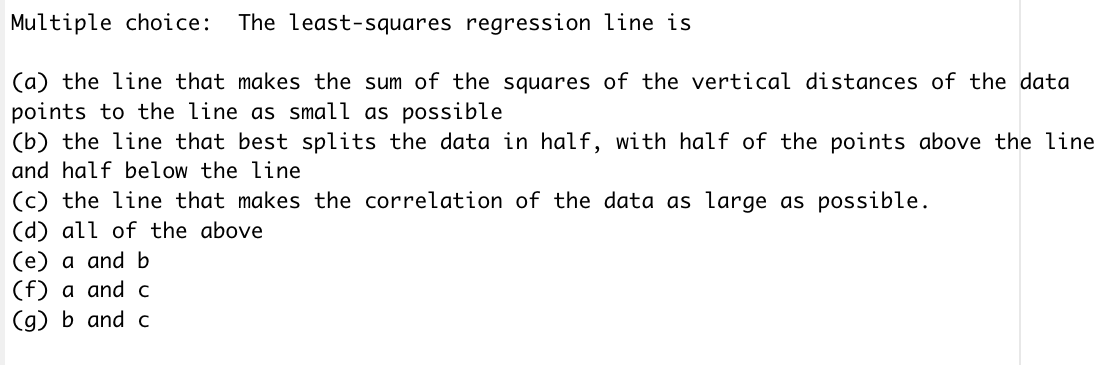 Solved Multiple choice: The least-squares regression line is | Chegg.com