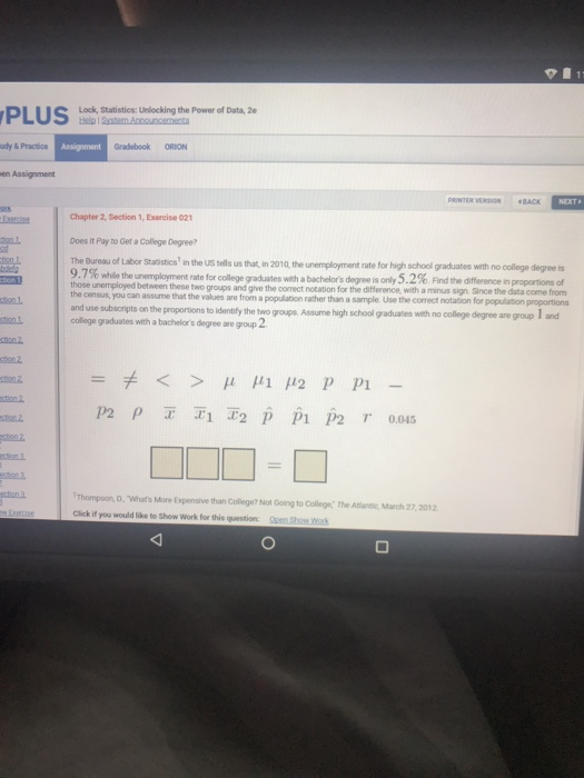 Solved Lock, Statistics: Unlocking the Power of Data, 2e udy | Chegg.com