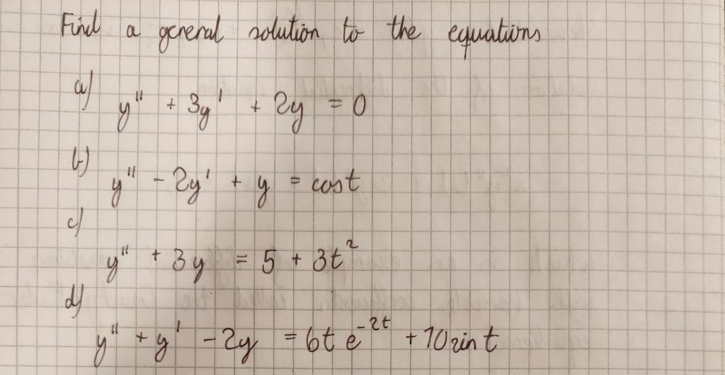 Solved Find a gereral solution to the equations a) | Chegg.com