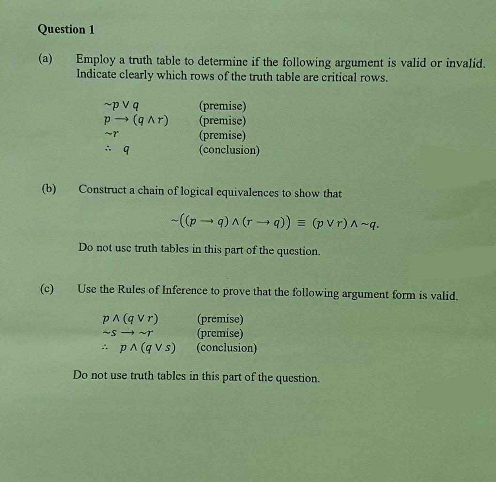 Solved (a) Employ a truth table to determine if the | Chegg.com