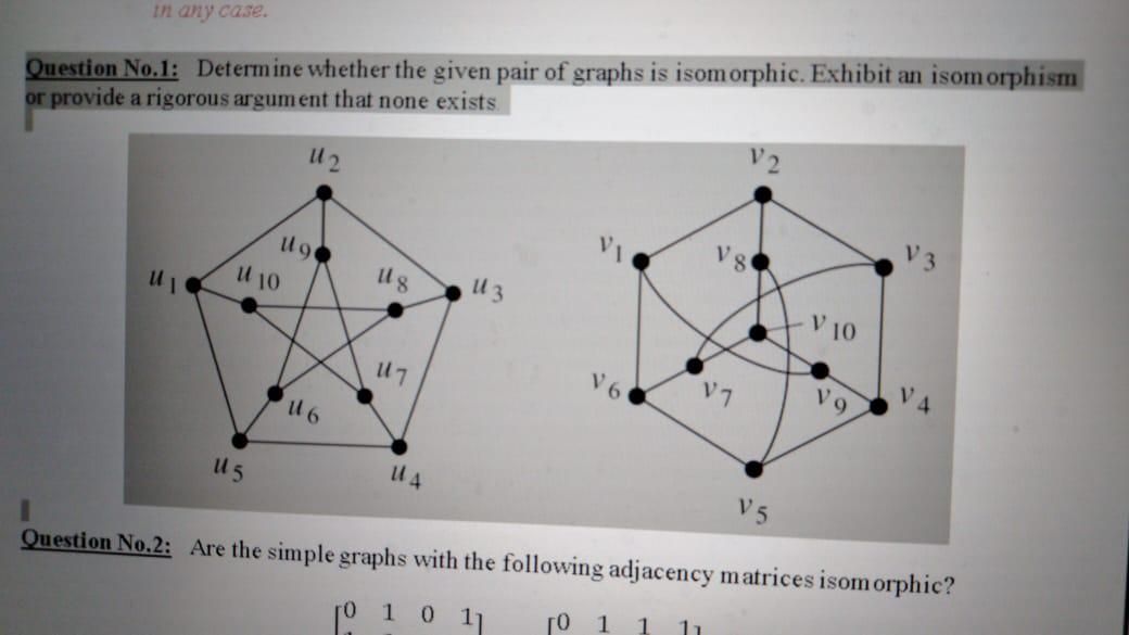 Solved In any case. Question No.1: Determine whether the | Chegg.com