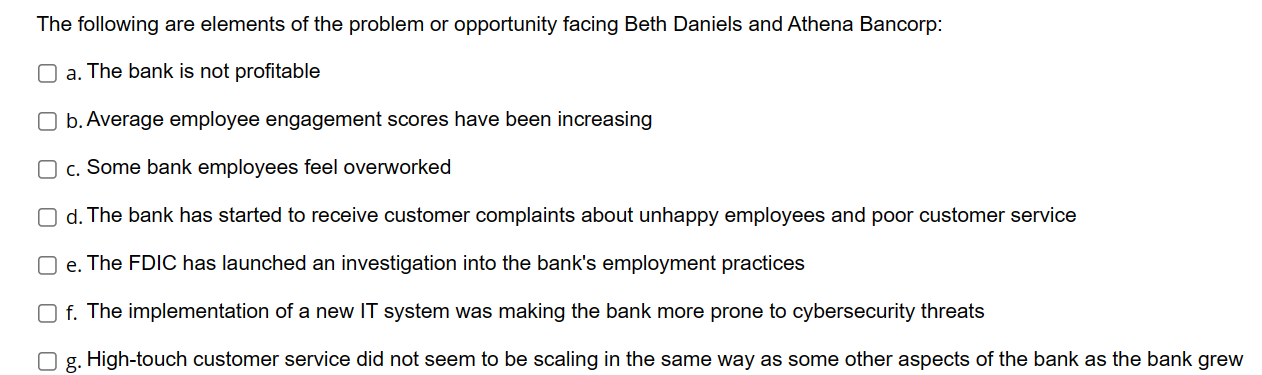 Solved The following are elements of the problem or | Chegg.com