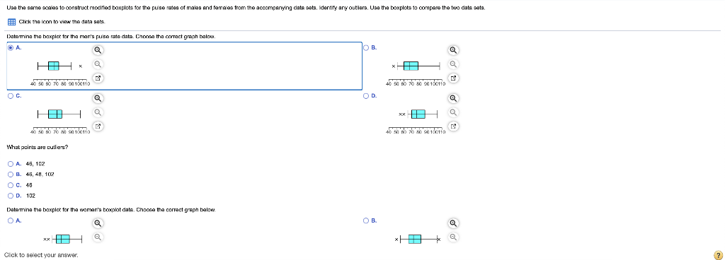 Solved Use the same scales to construct modified boxplots | Chegg.com