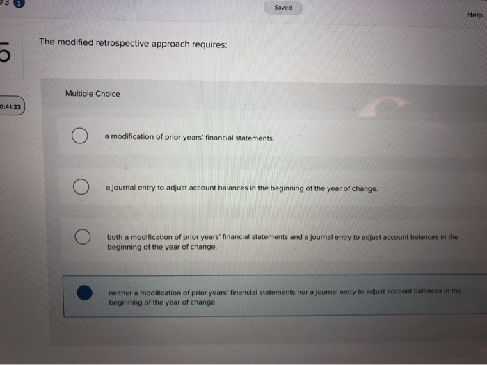 Solved Saved Help The Modified Retrospective Approach Chegg