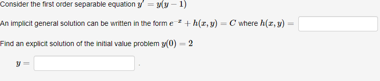Solved Consider The First Order Separable Equation Y′ Y Y−1