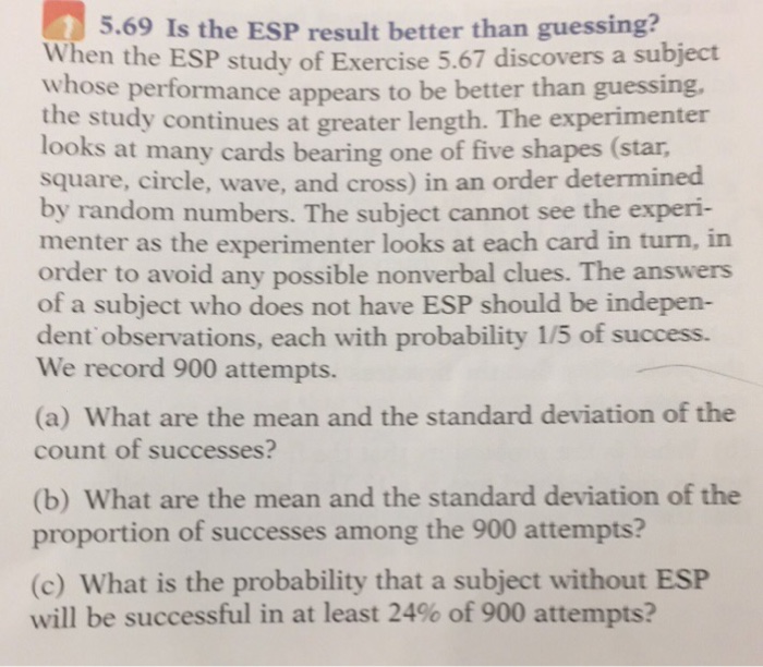 Solved 5.69 Is the ESP result better than guessing? When the | Chegg.com