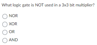 Solved What logic gate is NOT used in a 3×3 bit multiplier? | Chegg.com