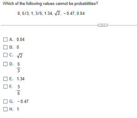 Solved Which of the following values cannot be | Chegg.com