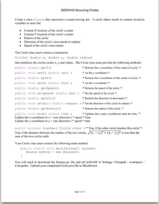 Solved Write a class that defines a circle and its | Chegg.com