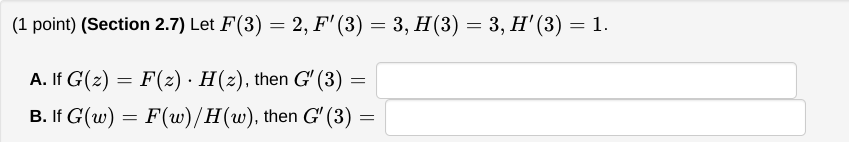 Solved (1 point) (Section 2.7) Let | Chegg.com