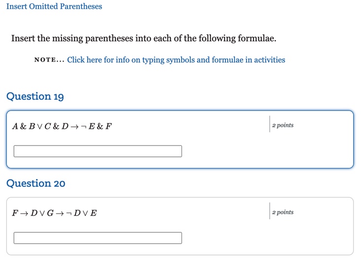 Insert Omitted ParenthesesInsert the missing | Chegg.com