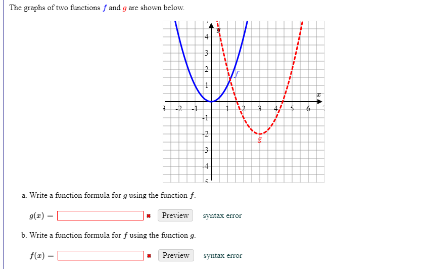 Solved The graphs of two functions f and g are shown below. | Chegg.com