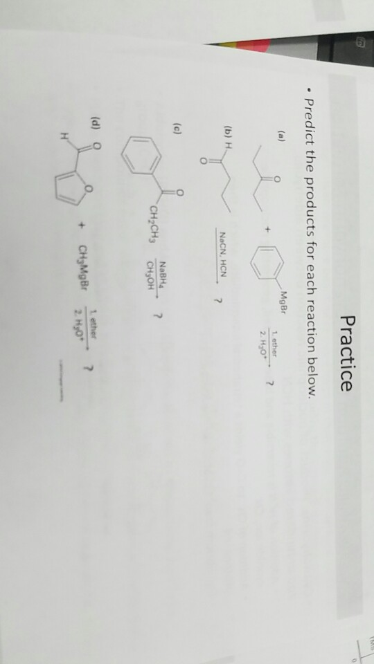 Solved Practice Predict the products for each reaction below | Chegg.com